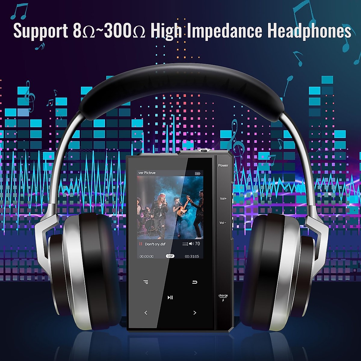 DSD256 HiFi MP3 Player with Bluetooth, Hardware Decode Native DSD64/128/256, Lossless High Resolution Digital Audio Music Player, with 64GB Memory Card Support Up to 512GB