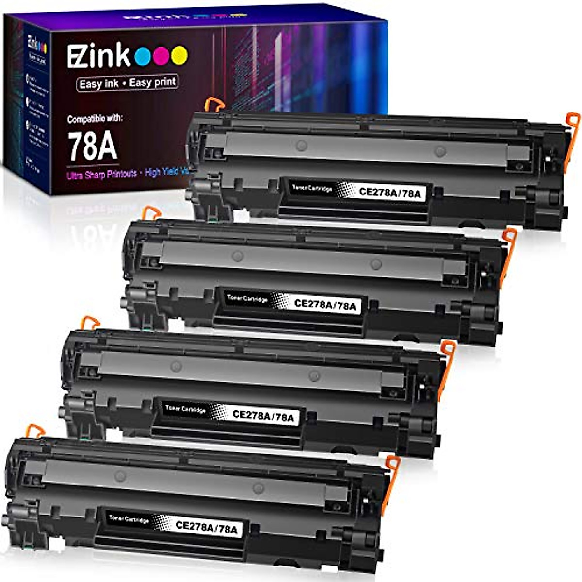 E-Z Ink (TM Compatible Toner Cartridge Replacement for HP 78A CE278A to use with Pro P1606dn, M1536dnf, P1566, P1560, P1606, M1536 Printer (Black，4 Pack)