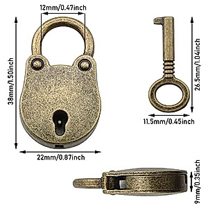 JianLing 2 Sets Mini Antique Bronze Locks and Keys, Retro Vintage Small Metal Padlock Archaize Style Lock Mini Lock with Key (1 Lock + 1 Key)