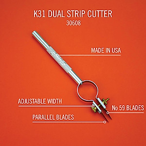 Excel Blades 30608 Dual Strip Cutter, Dual Twin Blade Knife Parallel Number 59 Blades, Adjustable Width Strip Cutter, Cutting Tool for Paper, Clay etc