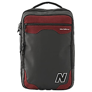 New Balance Laptop Backpack, Legacy Commuter Travel Bag for Men and Women, Black and Red, One Size