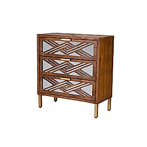 COZAYH 3-Drawer Accent Dresser with Mirror Fronts, Modern Farmhouse Accent Chest Clean-Lined Silhouette