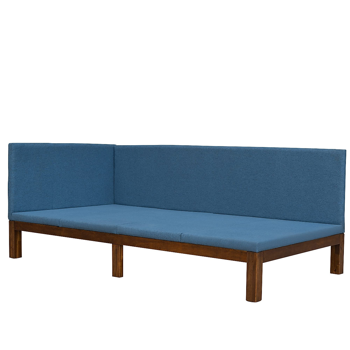 Merax, Blue Upholstered Daybed/Sofa Frame/Wood Floor Linen Cover Mattress/Futon Sleeper Beds, Twin Size