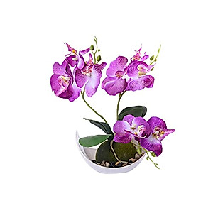 Bonsai Creative Decoration Trigeminal Butterfly Orchid Artificial Flowers Moon Basin Decoration Imitation Plant With Flowerpot Fake Bonsai Fake Tree Fake Bonsai Realistic Mini Realistic Flower