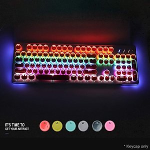 MOHALIKO PBT Keycaps, 104Pcs/Set Clear Backlight Keycaps Cover Replacement for Mechanical Keyboard for Mechanical Gaming Keyboard Yellow