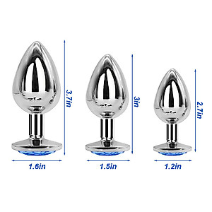 Metal Suction Cup Realistic Classic Jewelry Crystal Diamond Beginner Plug Double Headed Solid Stainless Steel in Diamonds (Blue) Suitable for Men and Women - hPKhx25-7