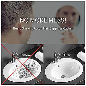 Beard Bib, Beard Apron for Men Shaving and Trimming,Beard Catcher for Shaving, Non-Stick and Waterproof Beard Shaving Cloth with 4pcs Suction Cups and Travel Pouch, Good Gift for Dad/Men(Black)