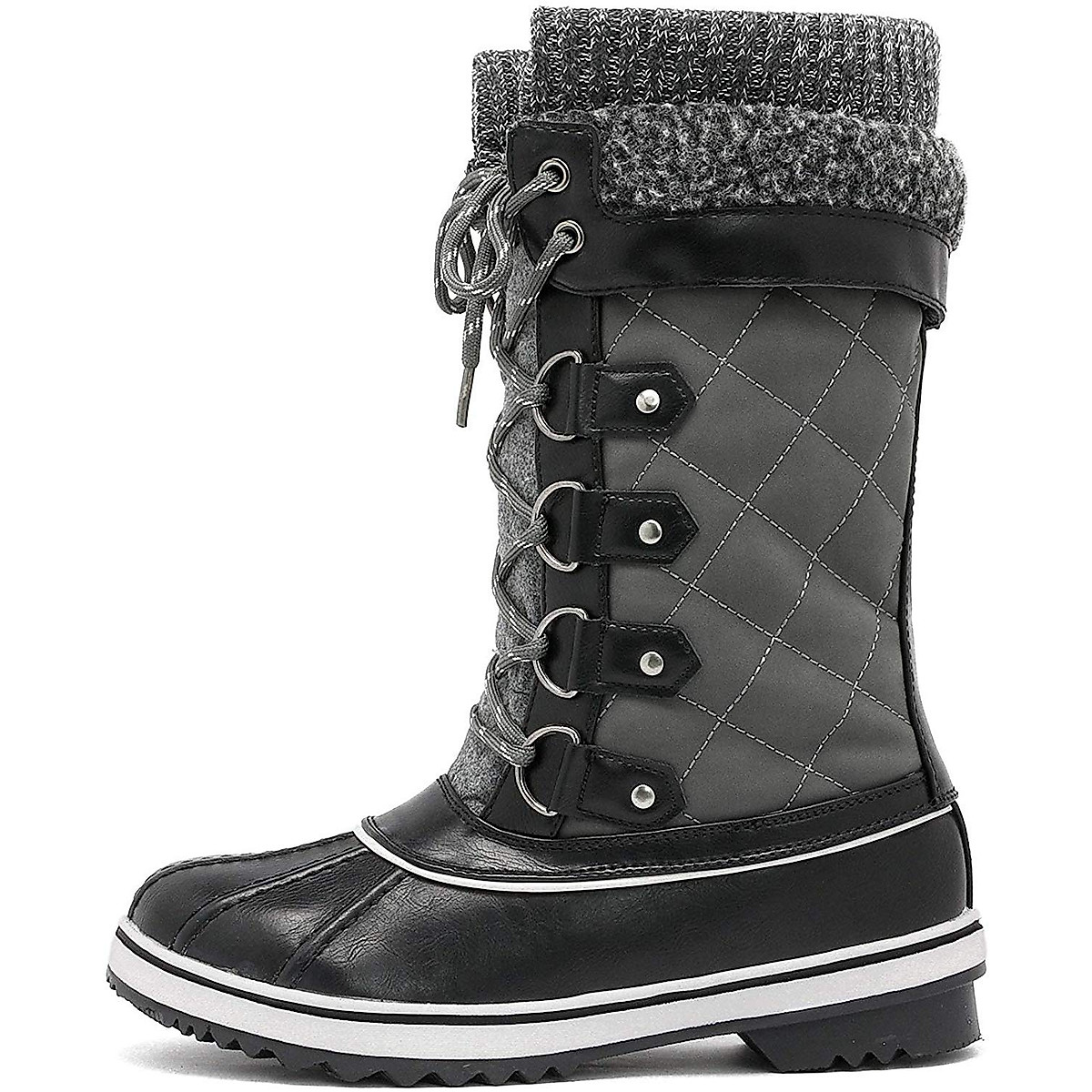 DREAM PAIRS Women's Mid-Calf Waterproof Winter Snow Boots MONTE_02,Size 10,Grey,MONTE_02