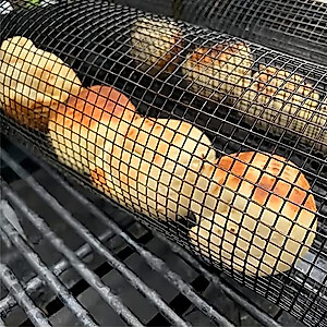 Vingtank BBQ Net Tube,Grill Net for Outdoor Grill,Round Campfire Grill Grid,Stainless Steel Barbecue Cooking Grill Grate,Grill Tool with Removable Mesh Cover (1Pcs)
