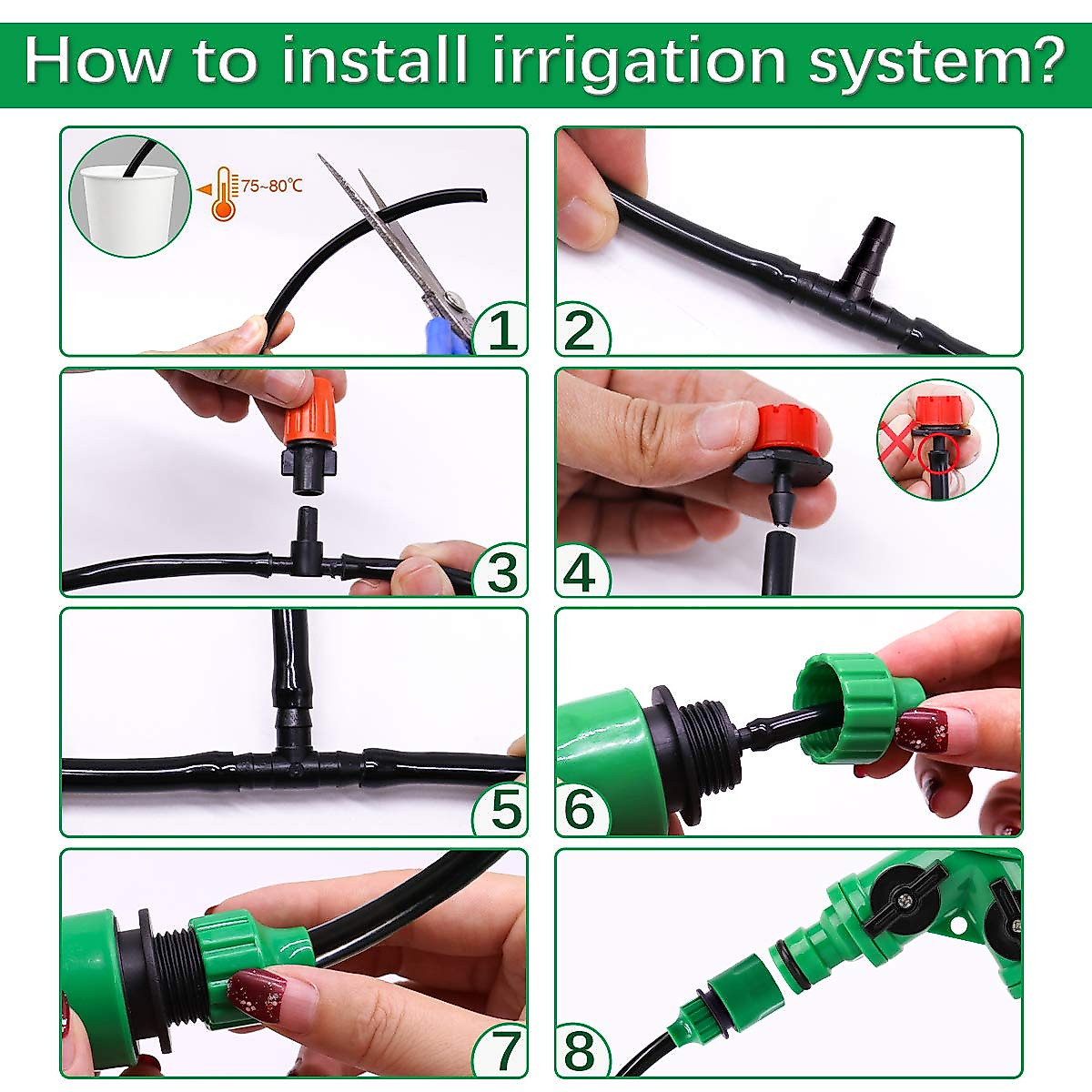 100FT Drip Irrigation Kit Automatic Watering System Drip Irrigation System 100FT 1/4" Blank Distribution Hose DIY Micro Irrigation Kit Saving Water with Adjustable Dripper for Greenhouse Patio Lawn