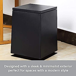 Modern Waste Basket - 1.85 Gal/7L Square Shape Trash Bin - Pop Open Trash Can with Lid - Black Bathroom Trash Can - Push Top Kitchen Garbage Can - Home/Office Trash Can with Removable Liner Bucket