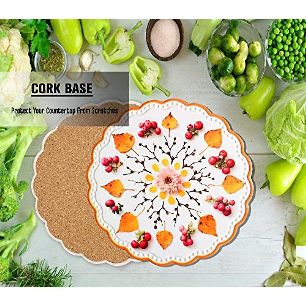 Ceramic Stone Trivets for Hot Pots and Pans, Versatile Trivet with Cork Base, Heat Resistant Mats for Countertop, Trivets for Hot Dishes, Set of 4
