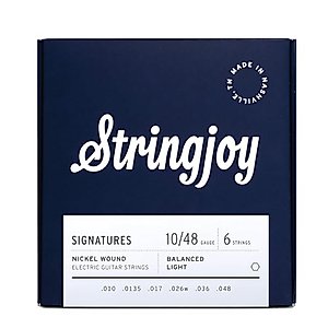 Stringjoy BAL10 Signatures Nickel Electric Guitar Strings, 10-48 Balanced Light Gauge, Best Guitar Strings for Enhanced Tone, Electric 6 String Set