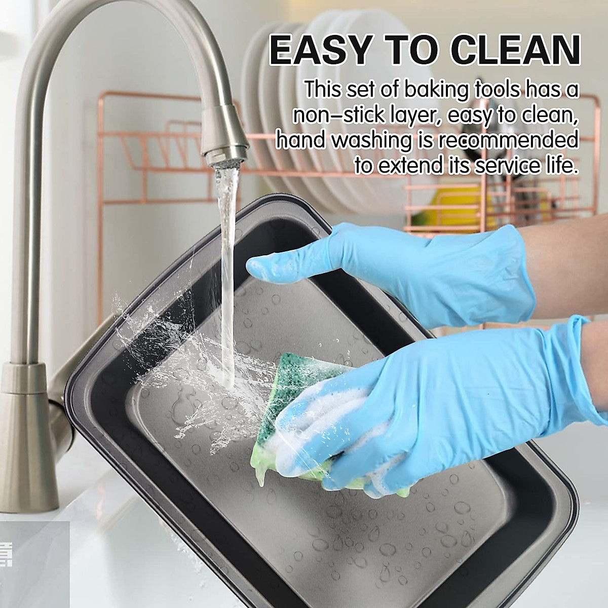 PINVNBY Baking Pans Set,Nonstick Bakeware Set with Baking Sheet, Muffin Pan, Round Cake Pan, Pizza Pan, Kitchen Oven Pan Baking Sheet Set, Complete Carbon Steel Bakeware Set (3 Pieces)