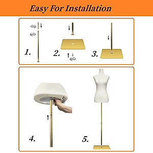 Female Dress Form Mannequin Torso,Height Adjustable Mannequin Stand, Realistic Model Display Body Stand Metall Base Clothing Forms, Beige