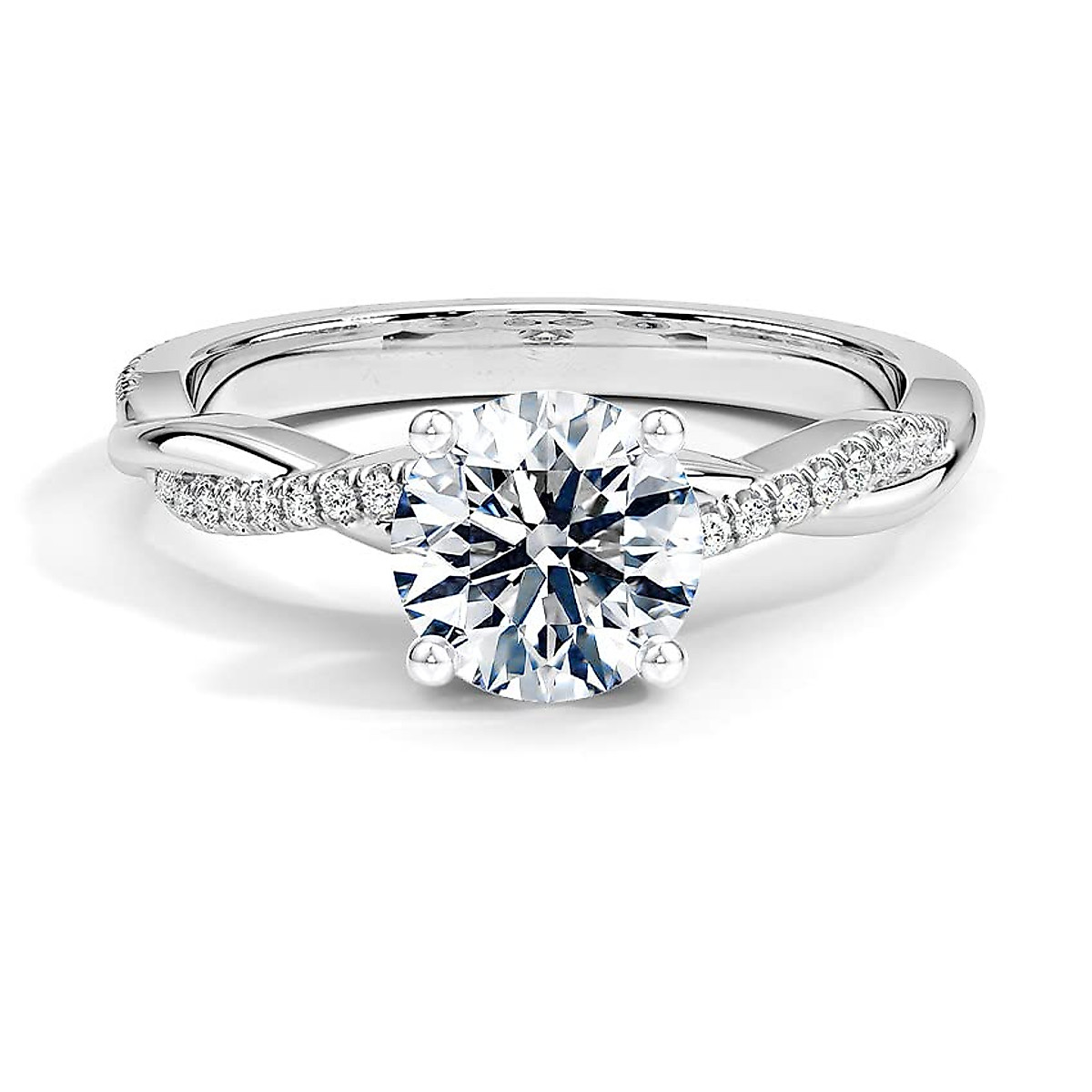 Blocaci Engagement Ring 1 Carat Center Twisting Infinity Pave Set Moissanite Engagement Rings for Women 18k White Gold Size 9.5