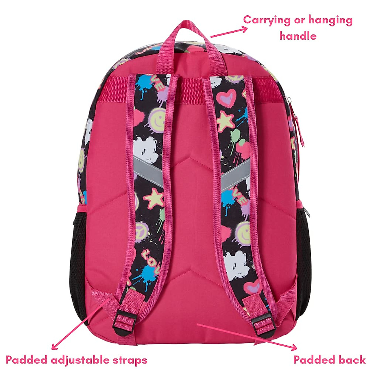 CLUB LIBBY LU Rainbow Backpack Set for Girls, 16 inch, 6 Pieces - Includes Foldable Lunch Bag, Water Bottle, Scrunchie, & Pencil Case