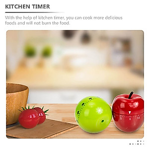 Cabilock 2Pcs Kitchen Cooking Timer Fruit Shaped Mechanical Timer Decorative Wind Up Countdown Alarm for Cooking Baking Study Classroom (Green+Red)