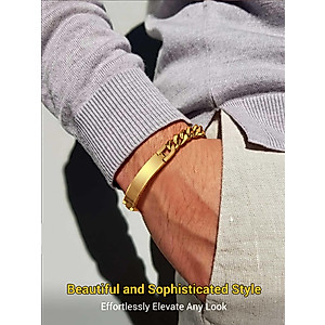 PROSTEEL Custom Name ID Bracelet 18K Gold Plated Stainless Steel Cuban Chain Women Personalized Engrave Bracelets for Men