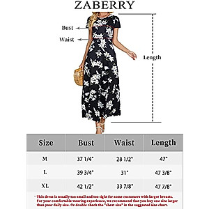 ZABERRY Womens Floral Maxi Dresses Summer Short Sleeve Round Neck Long Dress Lily Floral L
