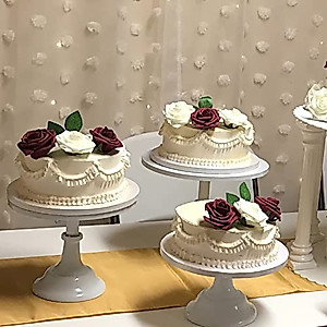Yarlung Set of 3 Metal Cake Stands, 8/10/12 Inch Pillar Style Cupcake Display Stands Dessert Trays Pie Plates for Wedding, Party, Birthday, Gatherings, White