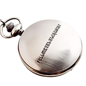 BOSHIYA Fullmetal Alchemist Pocket Watch with Chain Vintage Quartz Pocket Watch for Cosplay Accessories Anime Merch