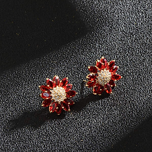 Crystal Flower Burst Stud Earirings Elegant Hypoallergenic Large Big Sterling Silver Sparkly CZ Cubic Zirconia Rhinestone Daisy Sunflower Floral Cluster Flower Stud Earrings Bridal Wedding Party