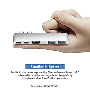 Purgo Mini USB C Hub Adapter Dongle for MacBook Air 2022-2018 and MacBook Pro 13 M2 2022-2016, MacBook Air USB Adapter with 4K HDMI, 100W PD, 40Gbps TB3 5K@60Hz, USB-C and 2 USB 3.0