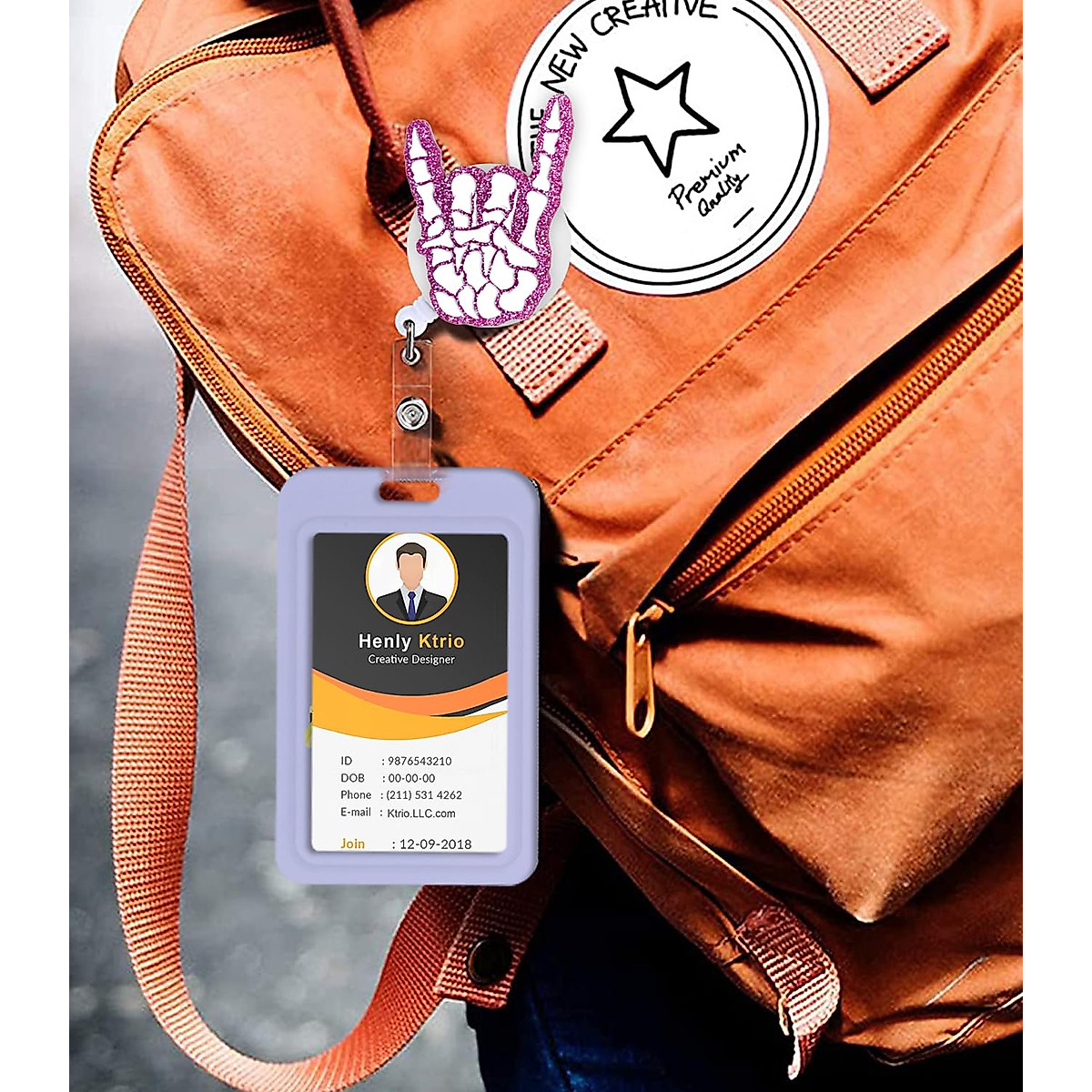 Halloween Badge Reel Retractable with ID Clip Acrylic Skull Hand Badge Holder Holiday Gift, for Nurse Student Teacher Office Name Tag Badge Clip