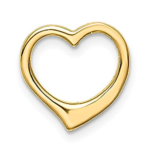 IceCarats 14K Yellow Gold Heart Love Floating Chain Slide Pendant Necklace Charm 12mm x 11mm Only