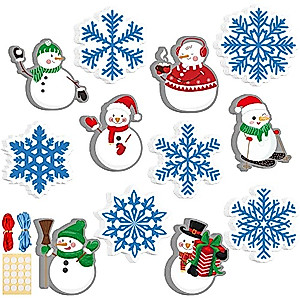 ADXCO 48 Pieces Winter Theme Cutouts Snowmen Snowflake Cutouts 200 Pieces Adhesive Dots for Classroom Decoration Winter Theme Party
