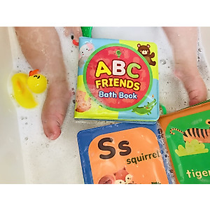 Spruce Lab ABC Friends Magic Color Bath Books - 4 Bath Book Set - Educational Baby Bath Toys - Magic Appearing Animals in Water - Teething Toys for Babies - Boy/Girl Baby Bathtub Books Baby Shower Toy