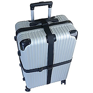 Bag Bungee for Luggage, Heavy Duty Adjustable Suitcase Belt Travel Attachment Travel Accessories for Connecting Your Luggage (Black-1)