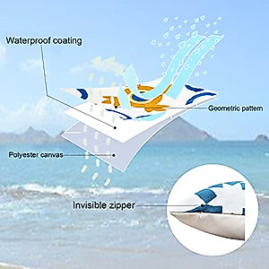 EastTree Outdoor Pillow Covers Pack of 2 Outdoor Indoor Waterproof Pillows Boho Decorative Throw Pillow Cover for Patio Furniture Garden, 18 x 18 inches Blue Print