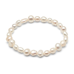 Kyoto Pearl White Freshwater Cultured Baroque Pearl Stretch Bracelet (Multi-size)
