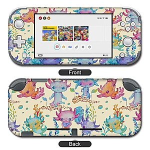 Watercolor Cute Axolotl Stickers Protective Film Sticker Personalized Full Wrap Sticker Compatible with Nintendo Switch