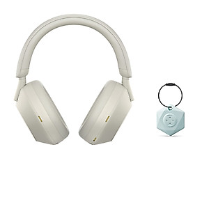 Sony WH-1000XM5 Wireless Noise Canceling Over-Ear Headphones (Silver) Bundle with My Bluetooth Locator Keychain Finder (2 Items)
