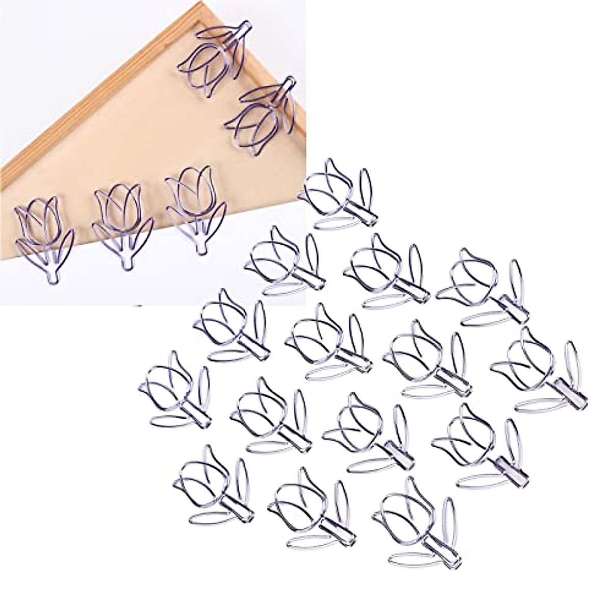 Cute Paper Clips, 50Pcs Tulip Paper Clips Flower Shape Paper Clips Funny Cute Paperclips Bookmarks Planner Clips Fun Paper Clips for Notebook Bookmark