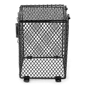 Iron Reptile Lamp Cover,Heat Light Cage Pet Reptile Anti Scald Lamp Mesh Cover Day Night Ceramic Light Bulb Heating Lampshade,Heat Light Cage with 4 Screws (Square)