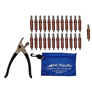 25 Each C1/8 Cleco Fasteners (Made in USA) with Cleco Pliers & Pouch