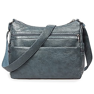 Women Multi Pockets Shoulder Bag Soft PU Leather Purse and Handbag Fashion Roomy Crossbody Bag Ladies Satchel Tote