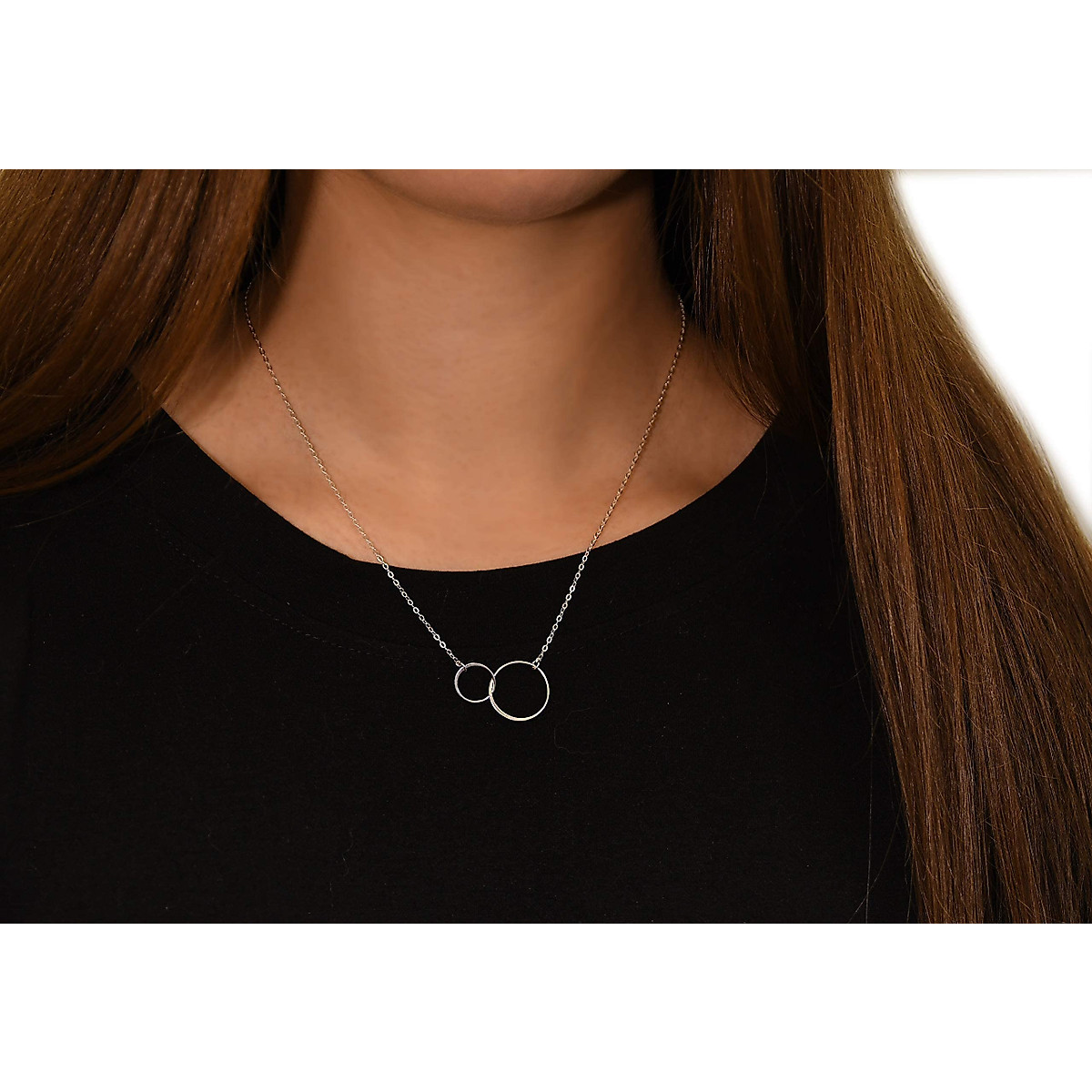 EFYTAL Mothers Day Gifts from Daughter, Sterling Silver 2 circle Necklace, Mothers Day Necklace for Mom, Mother Daughter Gift, Mothers Day Presents, Gifts for Mom from Daughter, Mothers Day Jewelry