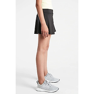 rrhss Girl's Active Skort High Waisted Tennis Skirt Solid Lightweight Running Sport Golf Skorts Black