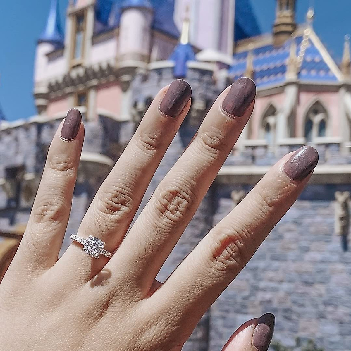 Aihpos 1-1/4 Carat(ctw) Engagement Rings for Women with Round Moissanite Wedding Rings Platinum Plated Silver 10K 14K 18K Gold with Text Engraving(925 Sterling Silver)