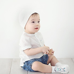Bestjybt Baby Beanie Hats Infant Toddler Beanies Baby Girls Boys Soft Knit Kids Beanies Hat Cap (White, S(6-12 Months))