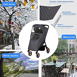 Winter Baby Stroller Cover, Universal Stroller Windshield Rain Cover to Keep Warm in Winter, Baby Travel Weather Shield Stroller Cover for Pushchair (Grey)