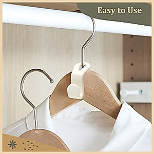 LAHONI 40 Pieces Clothes Hanger Connector Hooks, Plastic Hanger Cascading Connection Hook Mini Hangers Extender Clips for Closet Organizer, Space Saving, White