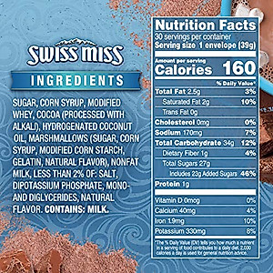 Swiss Miss Marshmallow Hot Cocoa Mix, (30) 1.38 oz Envelopes