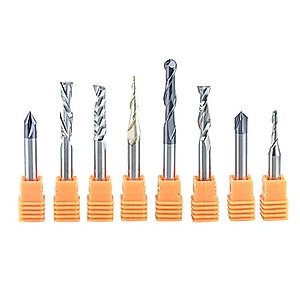 SpeTool 8Pcs Carbide CNC Router Bits Set 1/4 Inch Shank for Woodworking Detail Carving Trimming V Groove Engraving Slotting Mortise