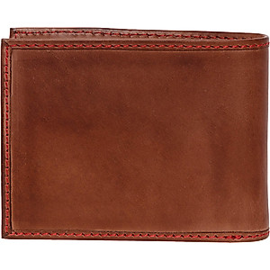 Rawlings Mens Tanned-leather Baseball Stitch Embroidered Wallet - (Dark Brown)
